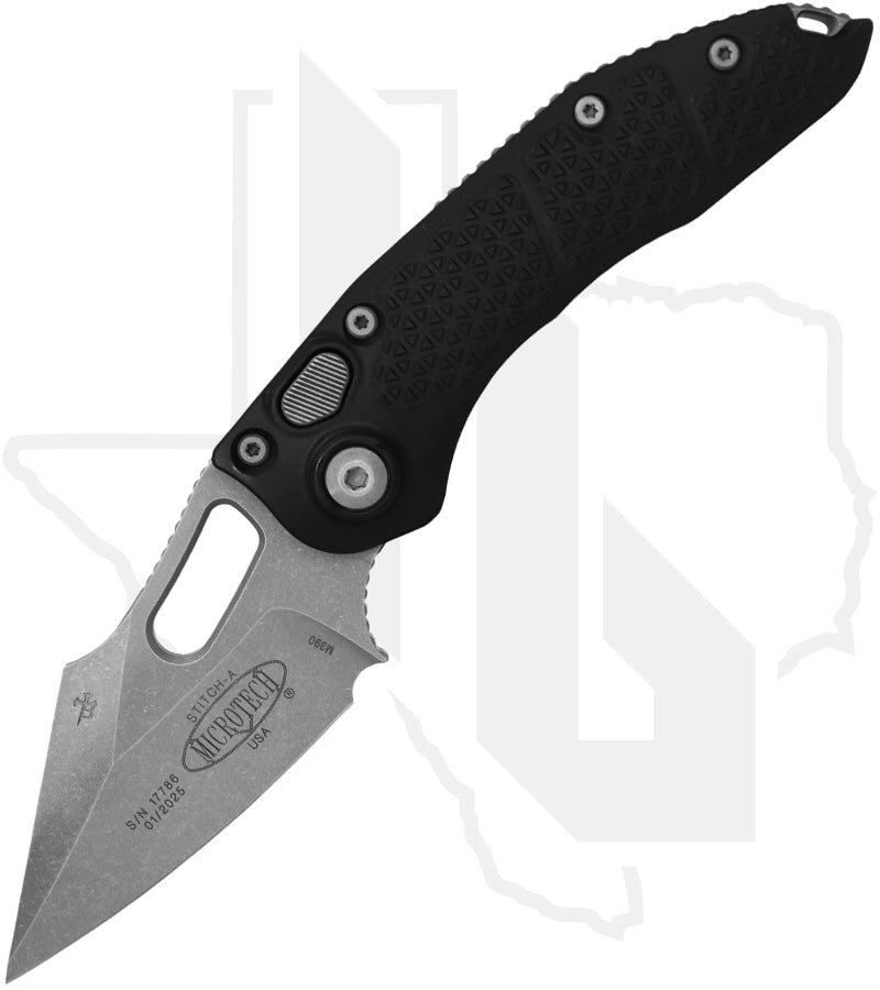 Microtech Stitch 169-10AP - Black, Apocalyptic – House of Blades